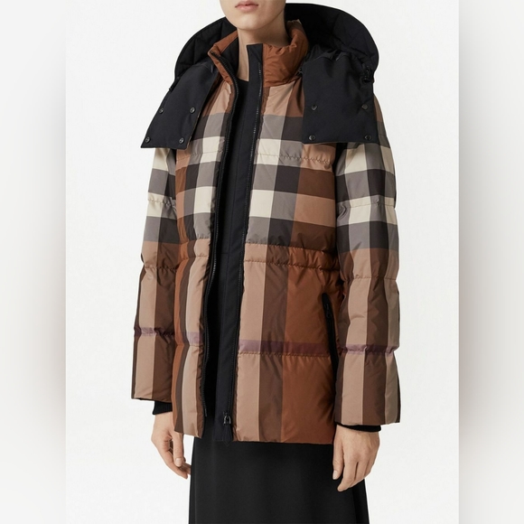 Burberry | Jackets & Coats | Burberry Check Plaid Hooded Down Filled ...